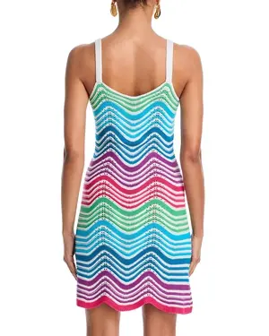 Aqua Scallop Hem Crochet Tank Dress