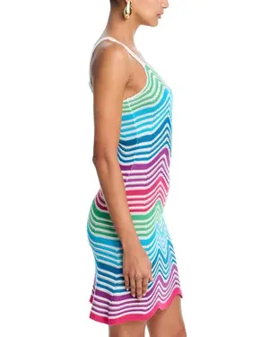 Aqua Scallop Hem Crochet Tank Dress