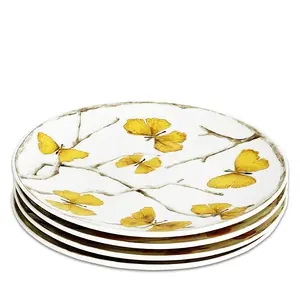 Michael Aram Butterfly Ginkgo Gold Tidbit Plates, Set Of 4 - White/yellow