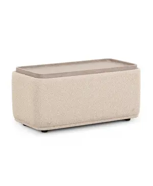 TOV FURNITURE Sylvie Boucle Ottoman Table - Cream