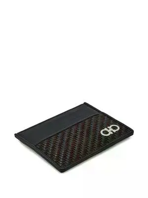 FERRAGAMO Gancini Woven-panel Card Case - Brown