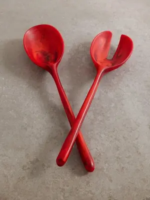 Dinosaur Designs Stone Swirled Resin Servers - Red