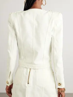 Balmain Cropped Button-embellished Cotton-canvas Jacket