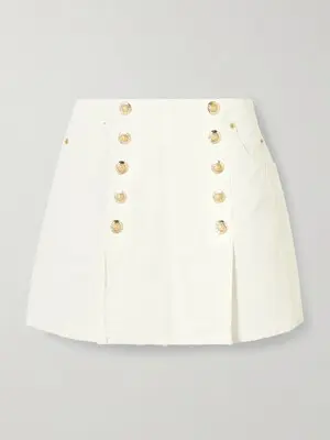 Balmain Embellished Pleated Cotton-canvas Mini Skirt