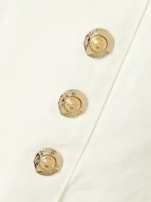 Balmain Embellished Pleated Cotton-canvas Mini Skirt