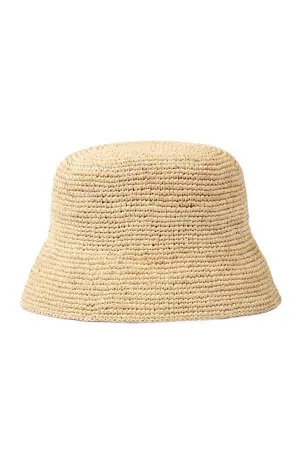 Sandro Raffia Crochet Bucket Hat - Natural