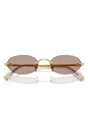 Miu Miu 51mm Rimless Oval Sunglasses - Gold