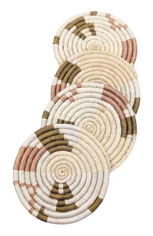 INDEGO AFRICA Mixed Abstract Form Set Of 4 Coasters