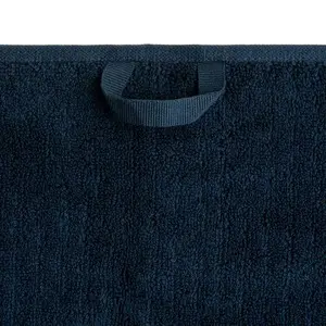 OLIVE & LINEN Ribbed Loom Turkish Cotton Terry Hand Towel Bundle - Navy