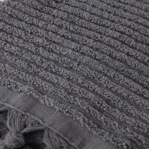 OLIVE & LINEN Ribbed Loom Turkish Cotton Terry Hand Towel Bundle - Sand