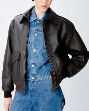 HOMMEGIRLS Leather Bomber Jacket