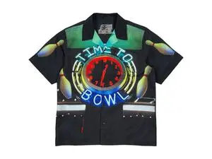 PLEASURES Time Bowling Button Up Shirt - Black