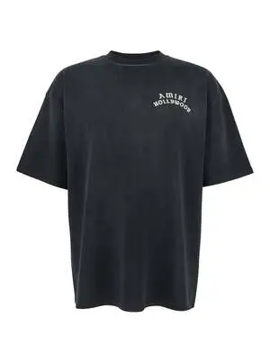 Amiri Crewneck T-shirt With Logo Lettering On Front And Rear In Cotton - Black