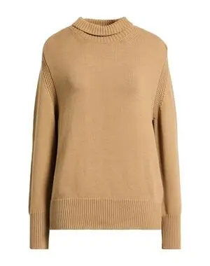 Alpha Studio Cotton Polyamide Turtleneck Pullover - Camel