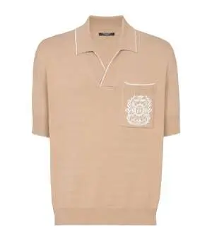 Balmain Knitted Crest-detail Polo Shirt