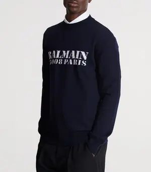 Balmain Merino Wool Logo Sweater