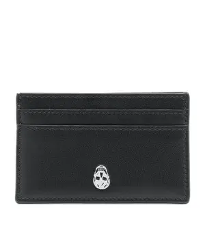 Alexander McQueen Leather Skull Card Holder - Black