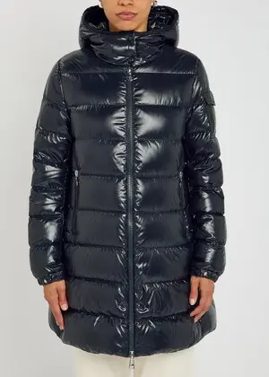 Moncler Glossed Shell Parka Coat - Navy