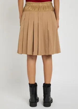 Moncler Pleated Woven Mini Skirt - Tan