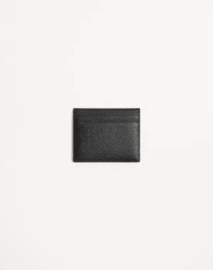 Valentino Garavani Vlogo Signature Cardholder In Grainy Calfskin - Black