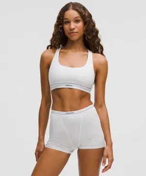 Lululemon Stretch Cotton Ribbed Logo Racerback Bralette - White