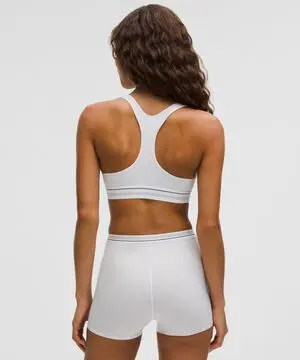 Lululemon Stretch Cotton Ribbed Logo Racerback Bralette - White