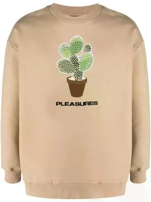 PLEASURES Spike Embroidery Rib-trimmed Sweatshirt - Neutrals
