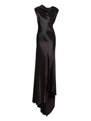 Alberta Ferretti Satin Long Dress - Black