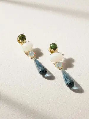 OLE LYNGGAARD COPENHAGEN Lotus 18-karat Gold Multi-stone Drop Earrings - Blue