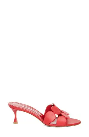 Manolo Blahnik Haribalmu Kitten Heel Sandal - Bright Red