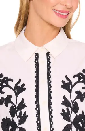 CECE DUPRAZ Embroidered Cotton Button-up Shirt