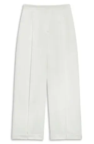 Theory Pleated High Waist Wide Leg Pants - Ivory