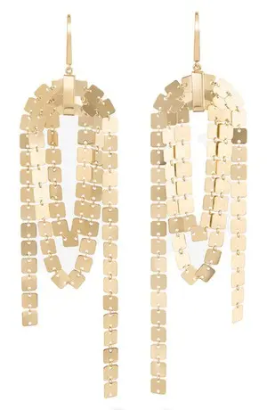 Lana Jewelry 14k Gold Laser Square Link Cascade Drop Earrings - Yellow Gold