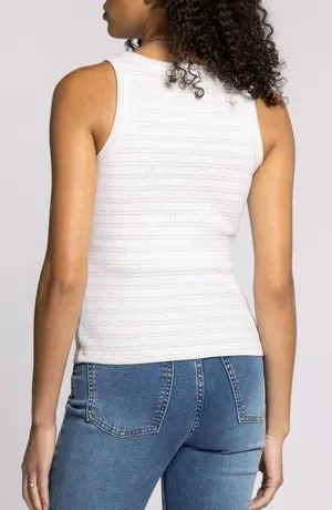 THREAD & SUPPLY Ellen Stretch Cotton Blend Rib Tank Top - Heather Gray Gold