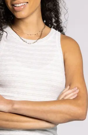 THREAD & SUPPLY Ellen Stretch Cotton Blend Rib Tank Top - Heather Gray Gold
