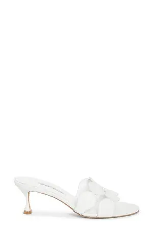 Manolo Blahnik Haribalmu Kitten Heel Sandal - White