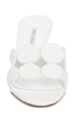Manolo Blahnik Haribalmu Kitten Heel Sandal - White