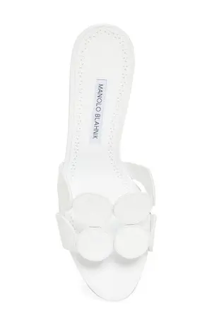 Manolo Blahnik Haribalmu Kitten Heel Sandal - White