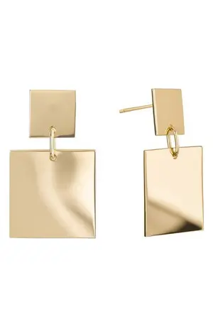 Lana Jewelry 14k Gold Double Square Drop Earrings