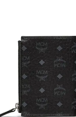Mcm Bifold Zip Card Wallet In Visetos Original - Black