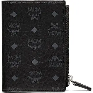 Mcm Bifold Zip Card Wallet In Visetos Original - Black