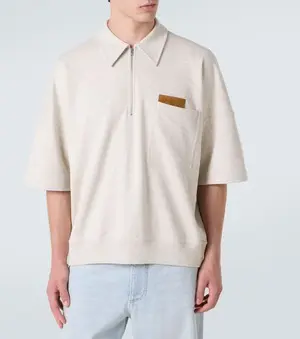 Bottega Veneta Zip-up Cotton Jersey Polo Shirt