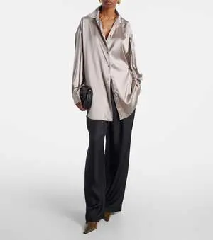 TOM FORD Silk-blend Satin Shirt - Silver