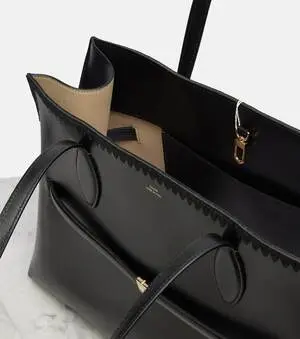 TOTEME Lounge Embroidered Leather Tote Bag - Black