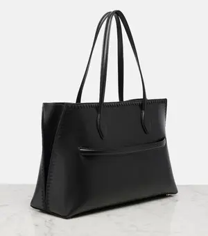 TOTEME Lounge Embroidered Leather Tote Bag - Black