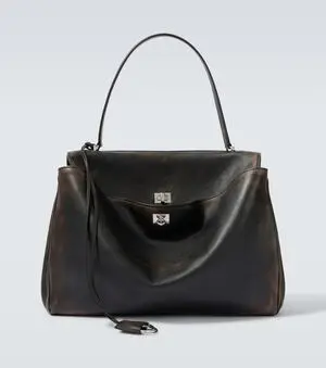Balenciaga Rodeo Large Distressed Leather Tote Bag - Brown