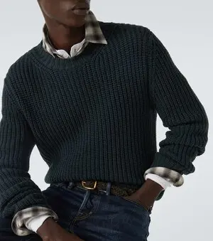 TOM FORD Wool And Cashmere Crew Neck Sweater - Green