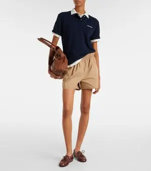 Miu Miu Logo Cotton Piqué Polo Shirt - Blue