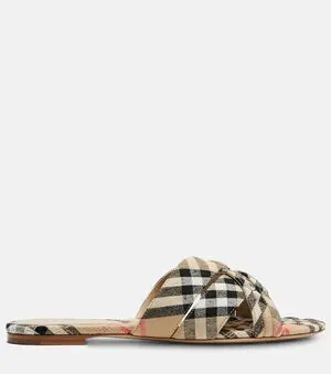 Burberry Check Slides - Beige