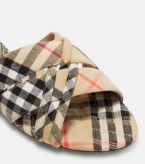 Burberry Check Slides - Beige